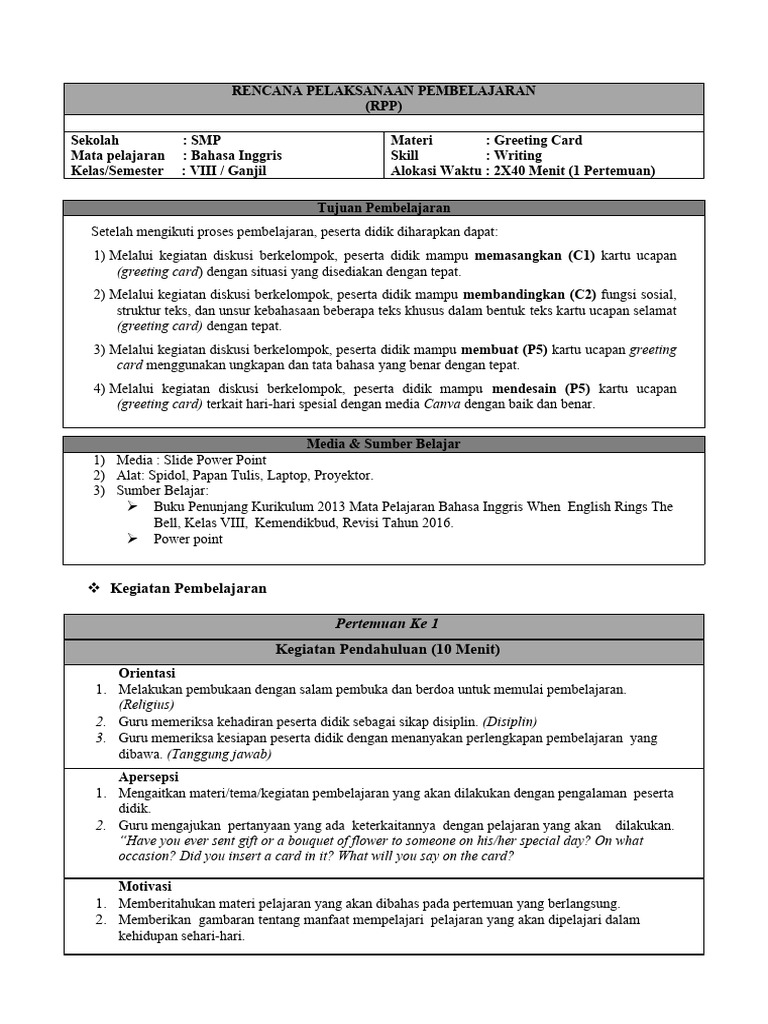 Materi Greeting Card Bahan MT | PDF | Karier & Perkembangan