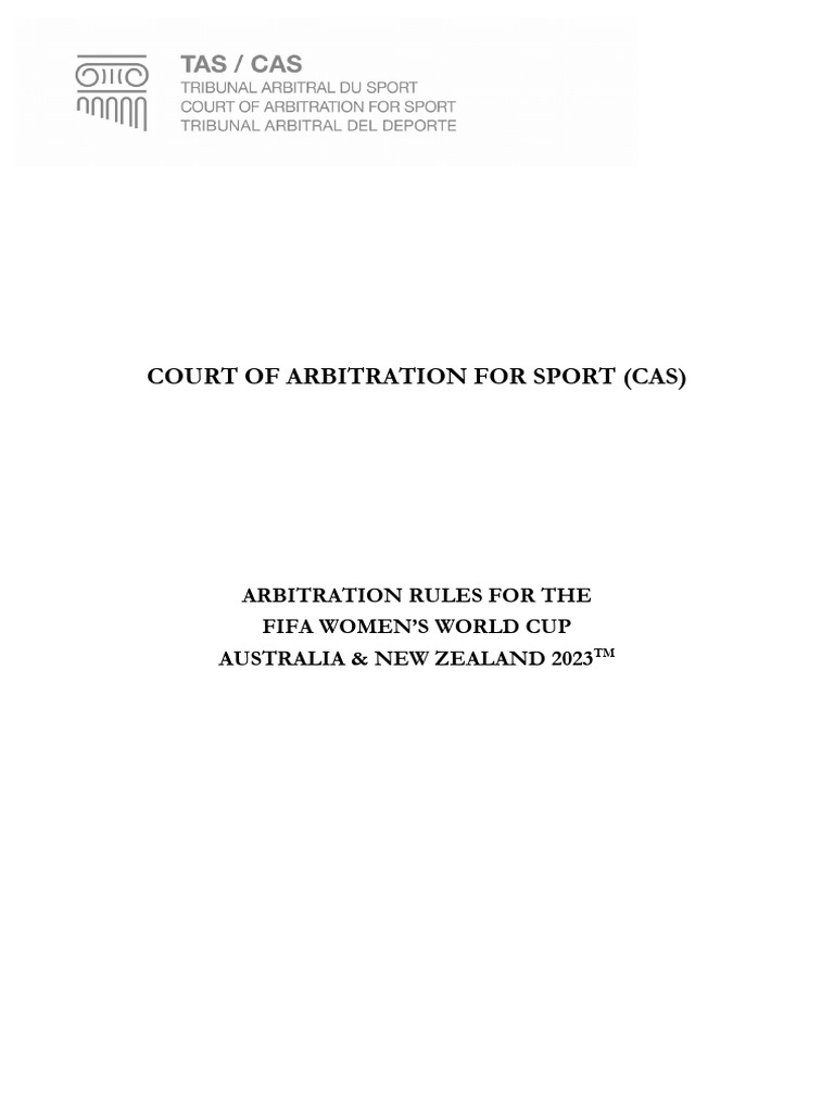 Arbitration Rules CAS AHD FIFA WWC 2023 EN (Final) | PDF | Arbitration ...