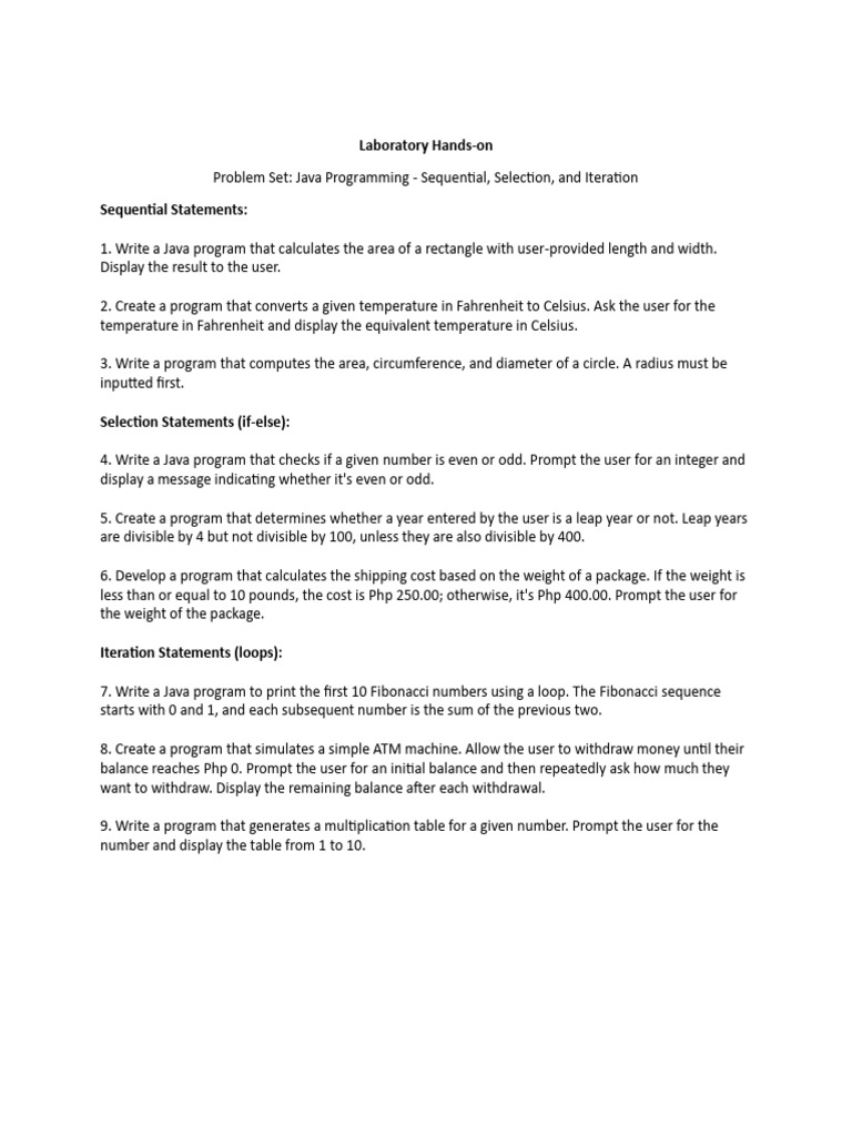 Laboratory Handson 1 | PDF | Control Flow | Area Laboratory Handson 1 | PDF | Control Flow | Area