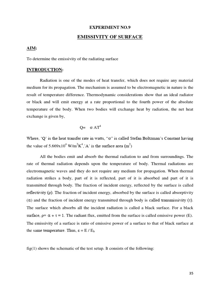 Emissivity Measurement Apparatus | PDF | Chemical Engineering ...