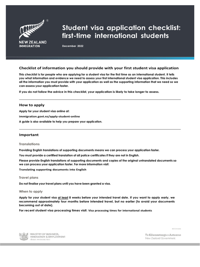 NZ First-Time-Student-Visa-Application-Checklist | Download Free PDF | Travel Visa | Banks