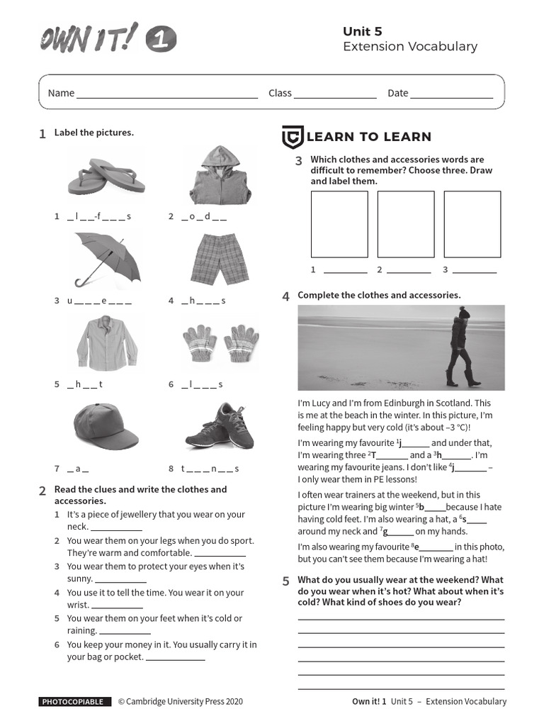 OWN IT 1 - Vocabulary - Extension - Unit5 - Without - Answers | PDF ... OWN IT 1 - Vocabulary - Extension - Unit5 - Without - Answers | PDF ...