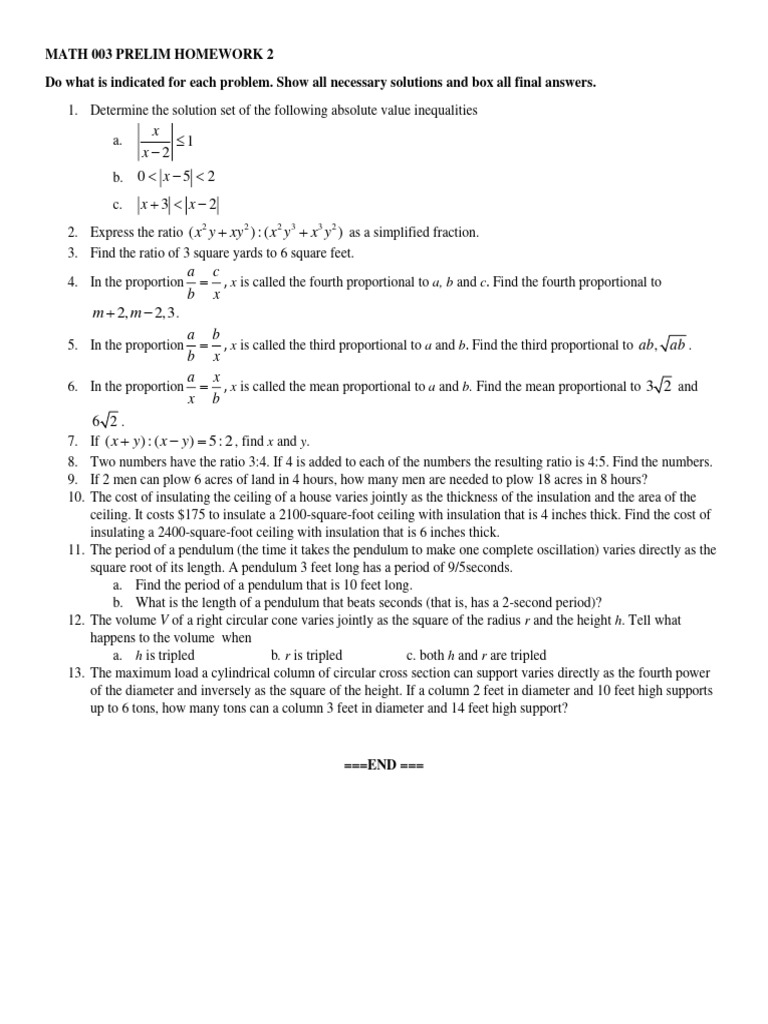 Math 003 PHW2 | PDF | Ratio | Pendulum