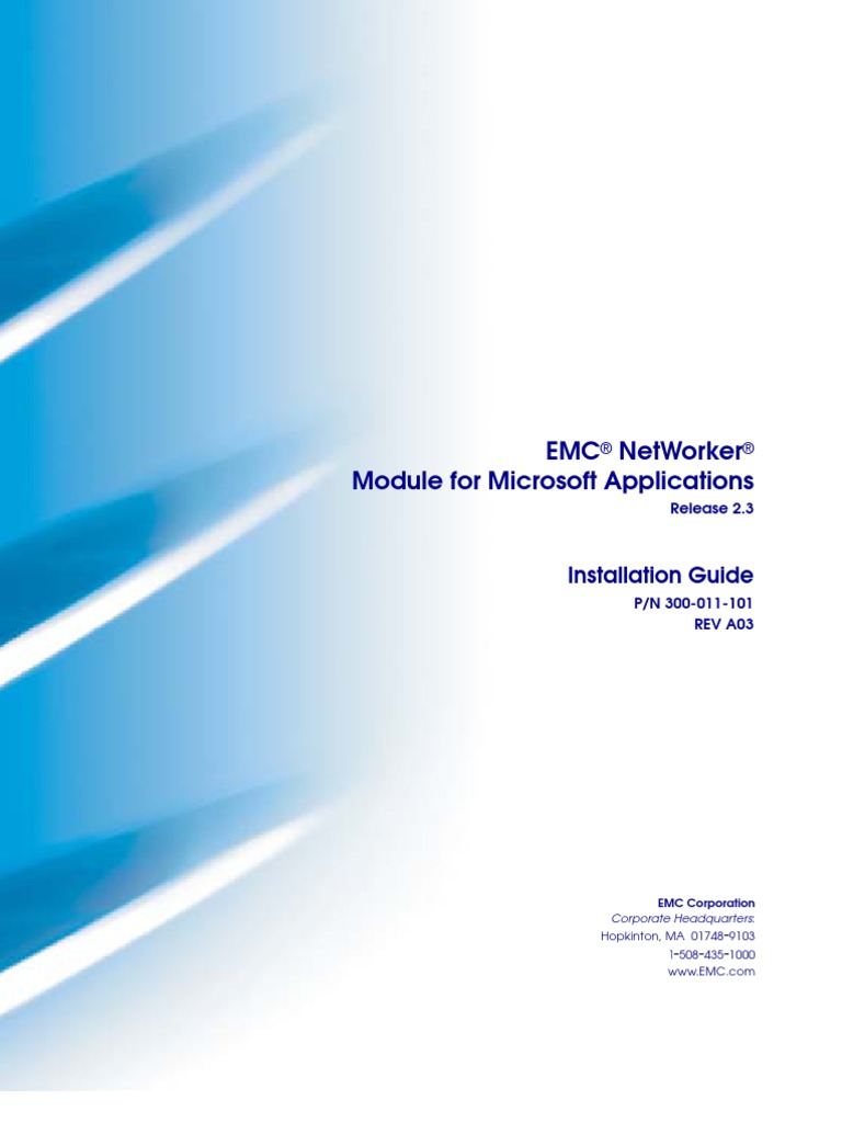 Emc Networker Module For Microsoft Applications: Installation Guide | PDF | Windows Server 2003 ...