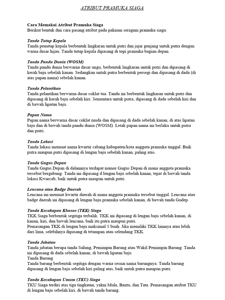 Atribut Pramuka Siaga | PDF