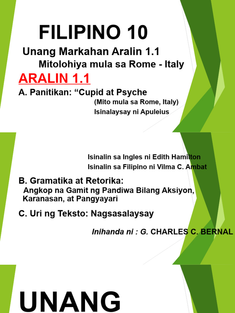 Filipino 10 - Aralin 1.1 (Word) | PDF