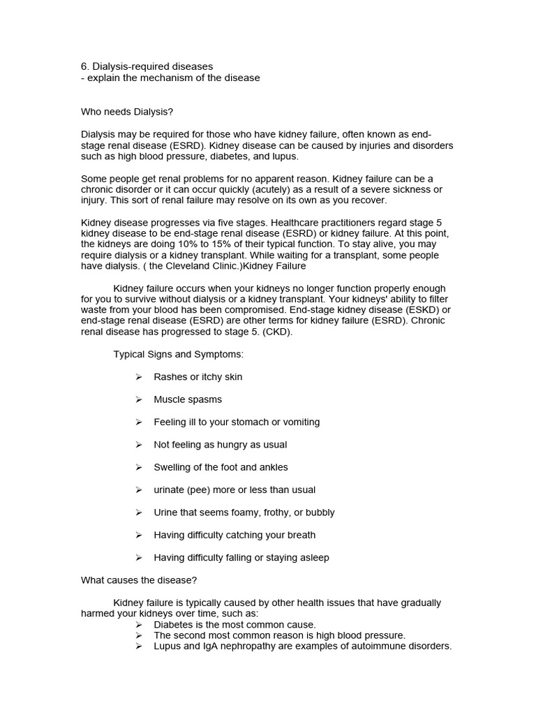 Dialysis Report | PDF | Chronic Kidney Disease | Kidney Disease