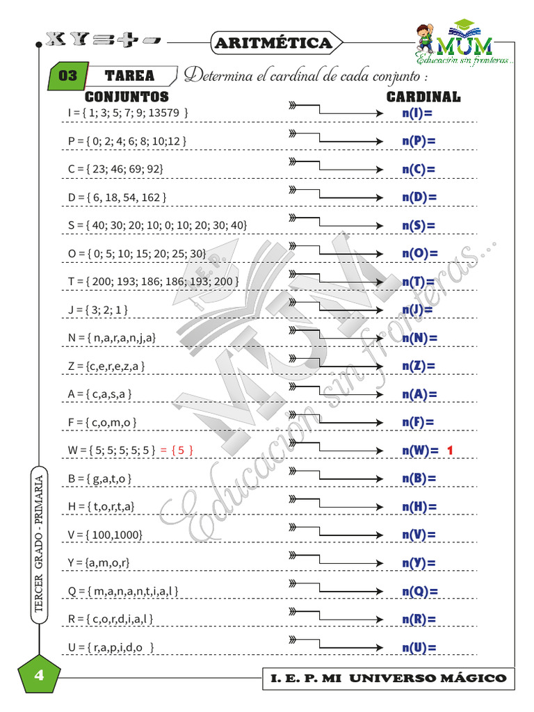 003 Cardinal de Un Conjunto 3er Grado - TAREA 003 | PDF