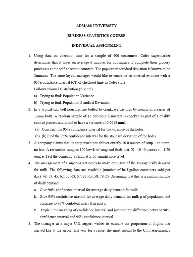 Business statistics assignment | PDF | Confidence Interval | Standard Deviation