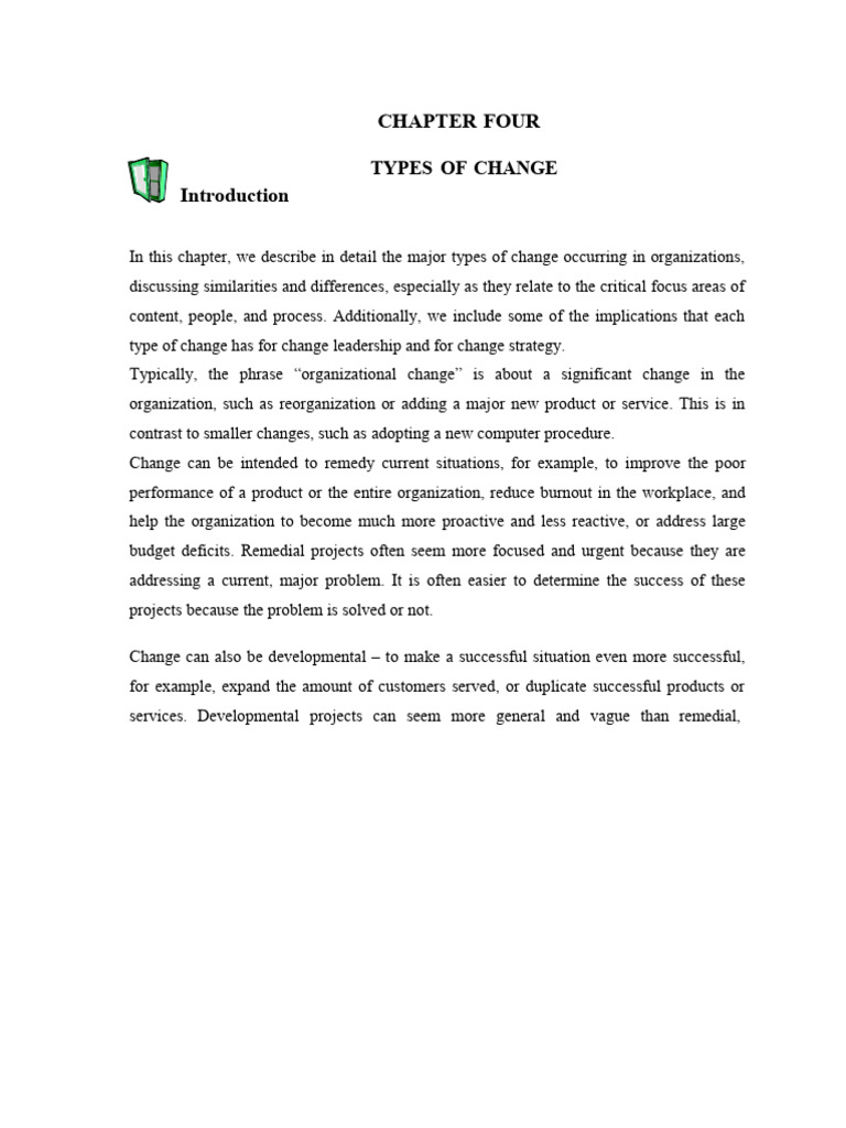 CHAPTER FOUR Types of Change | PDF | Leadership | Change Management