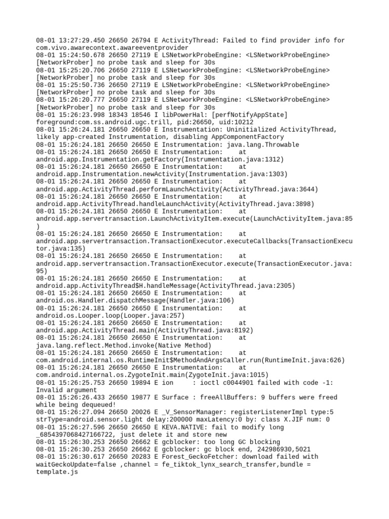 Log | PDF | Java (Programming Language) | Android (Operating System)