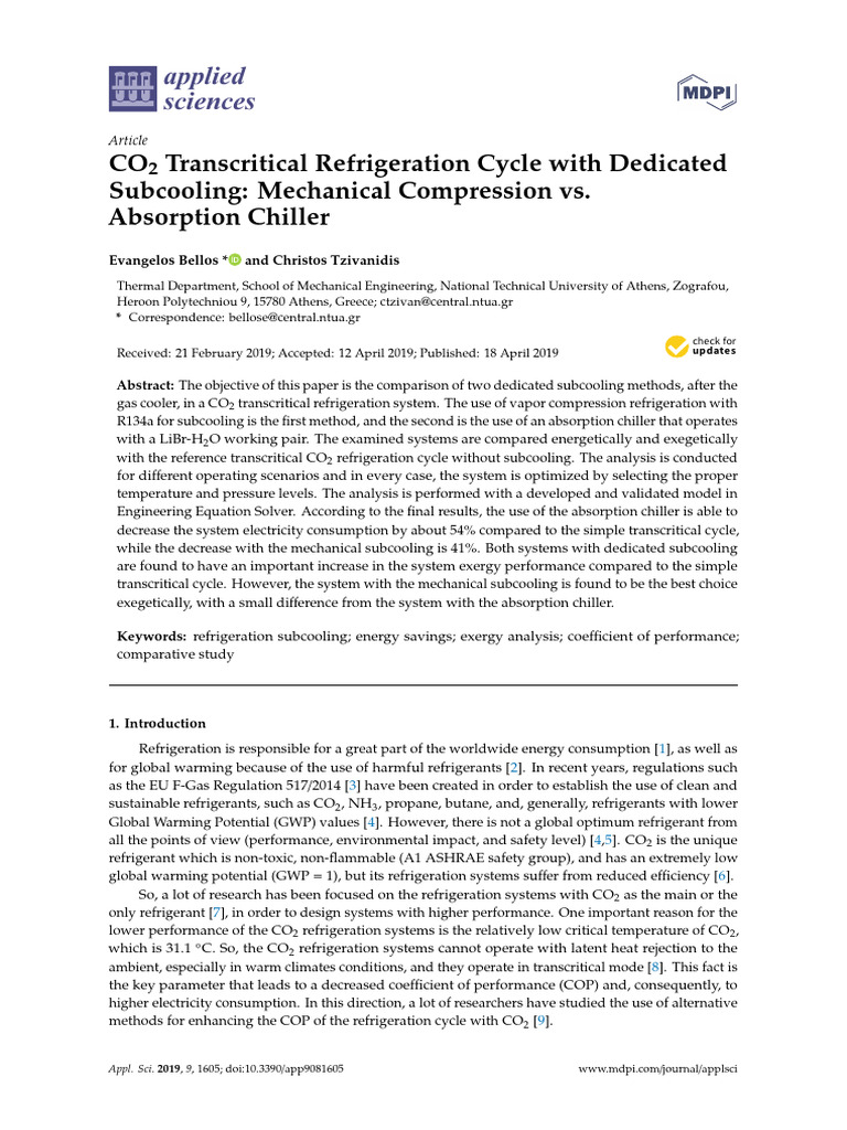 CO2 Transcritical Refrigeration Cycle With Dedicat | PDF ...