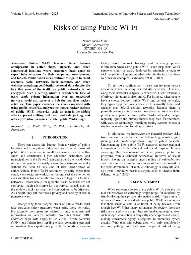 Risks of Using Public Wi-Fi | PDF | Denial Of Service Attack | Computer Network
