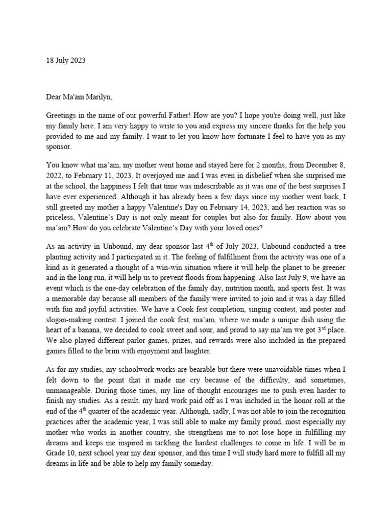 Sample Annual Letter | PDF