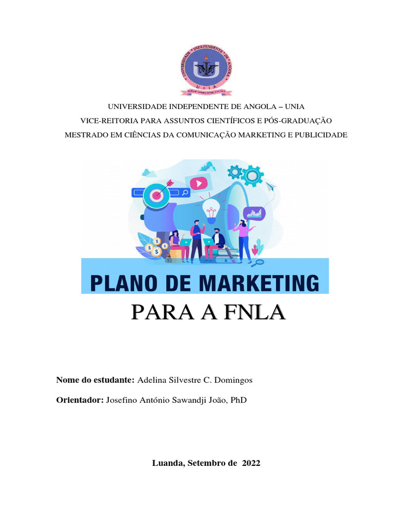 Capa Pré Projecto PLANO DE MARKETING | PDF