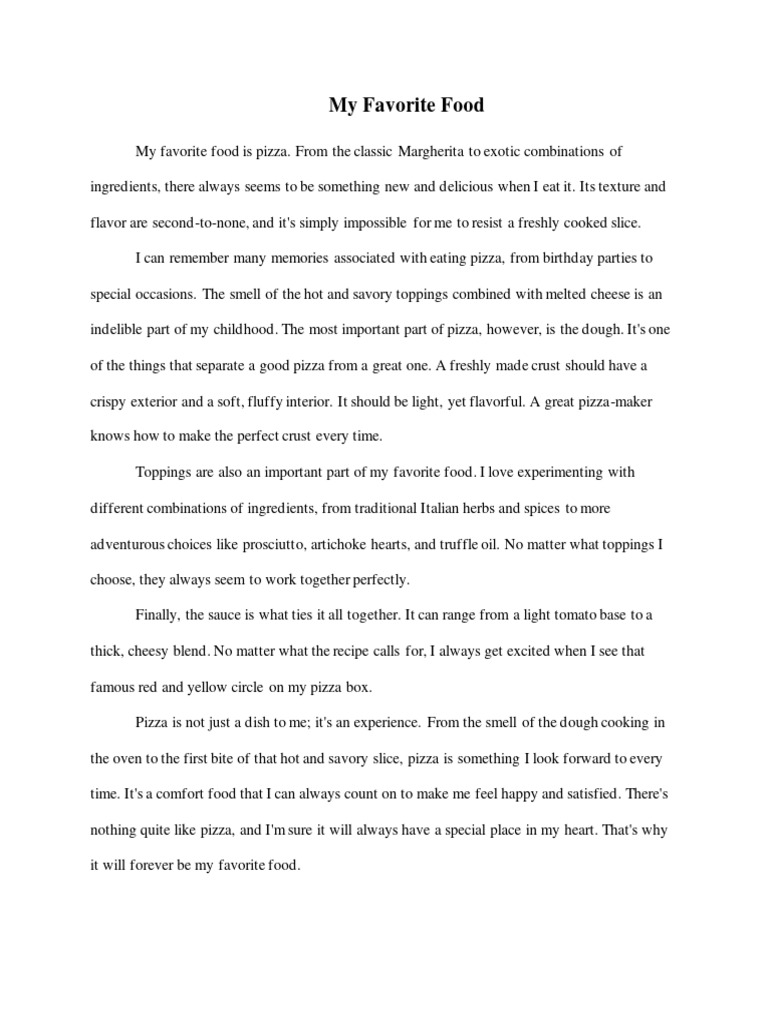 Descriptive Writing About Favorite Food PDF | PDF