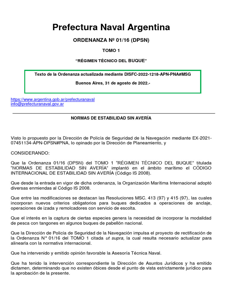 OM 1-2016-1 - 1 Normas de Estabilidad Sin Averia Aprobada | PDF ...