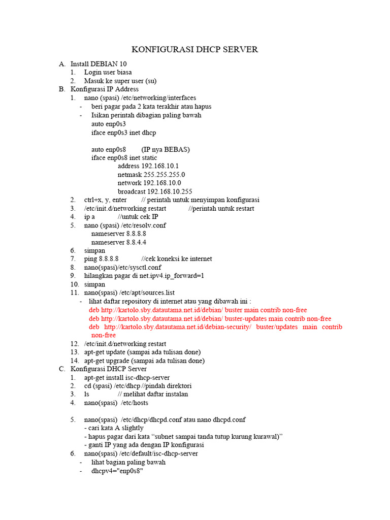 Langkah-Langkah Konfigurasi DHCP Server | PDF | Griya & Taman | Komputer