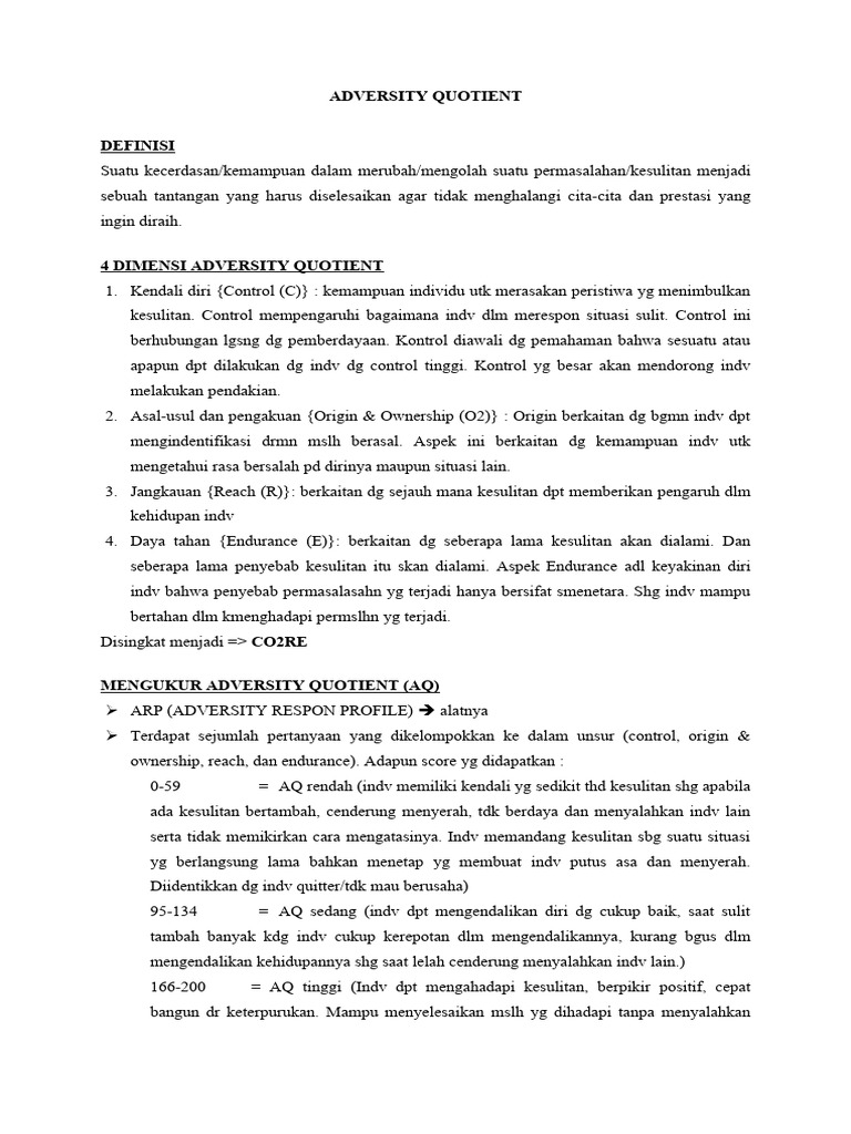 Adversity Quotient | PDF