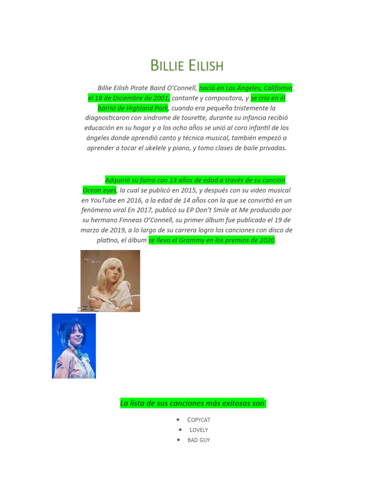 Billie Eilish | PDF