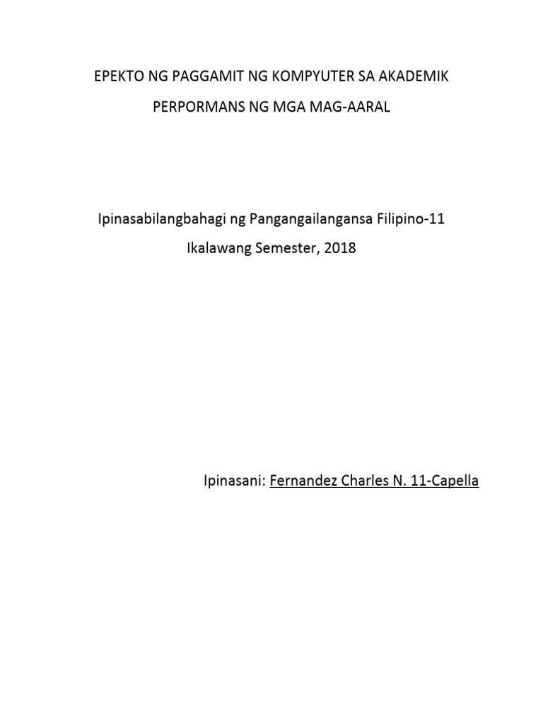 Epekto NG Paggamit NG Kompyuter Sa Akade | PDF