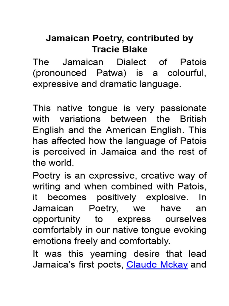 Jamaican Poetry | PDF | Poetry | Jamaica