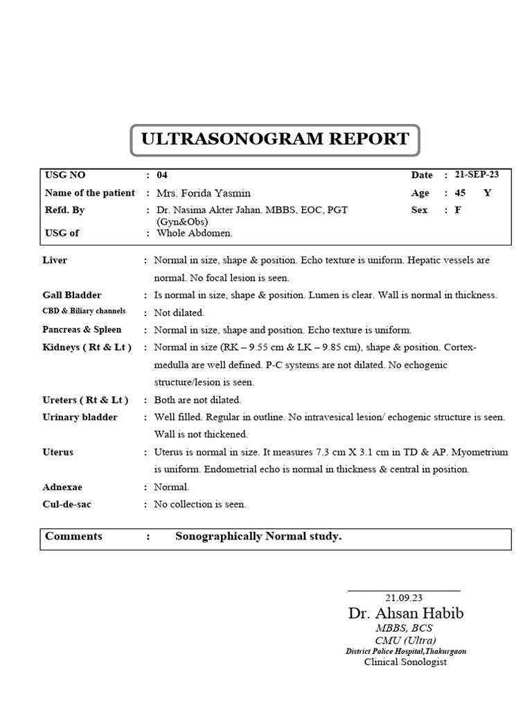 Whole Abdomen (Female) | PDF | Liver | Medical Ultrasound
