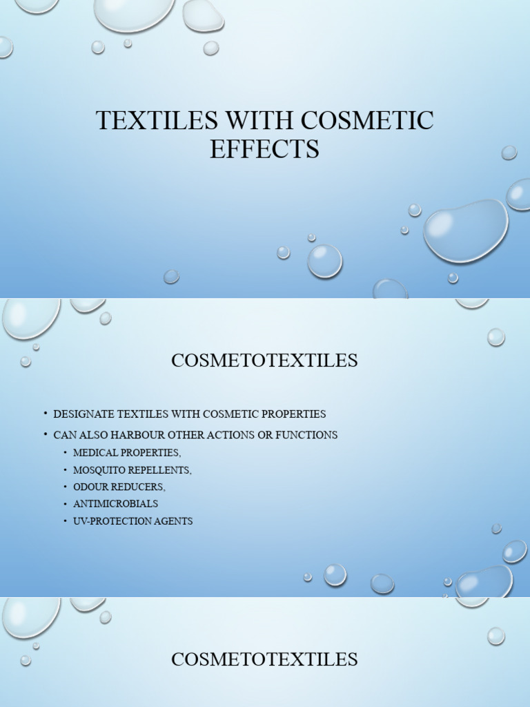 Textiles With Cosmetic Effects | PDF | Cosmetics | Textiles