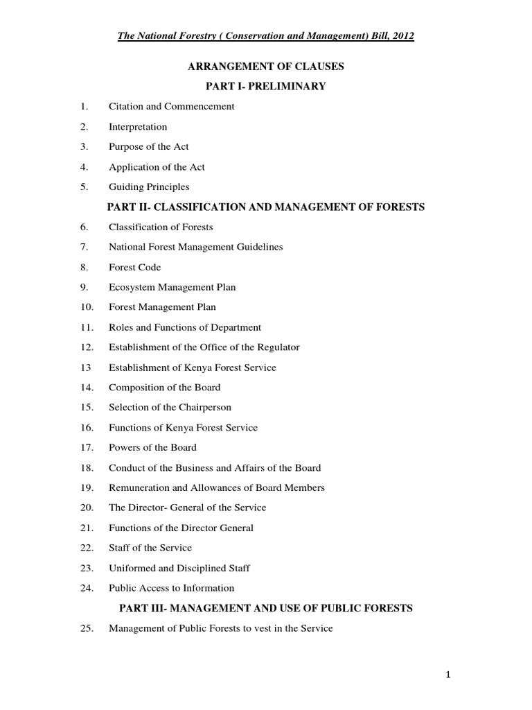 NSTC - C1 - National Forestry Conservation and Management Bill (Draft) | PDF | Forestry | Forests