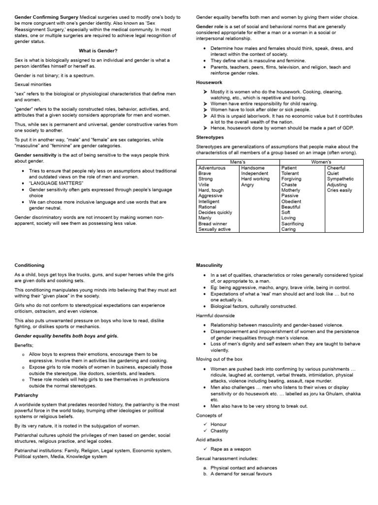 Gender Statistics | PDF | Gender | Gender Studies