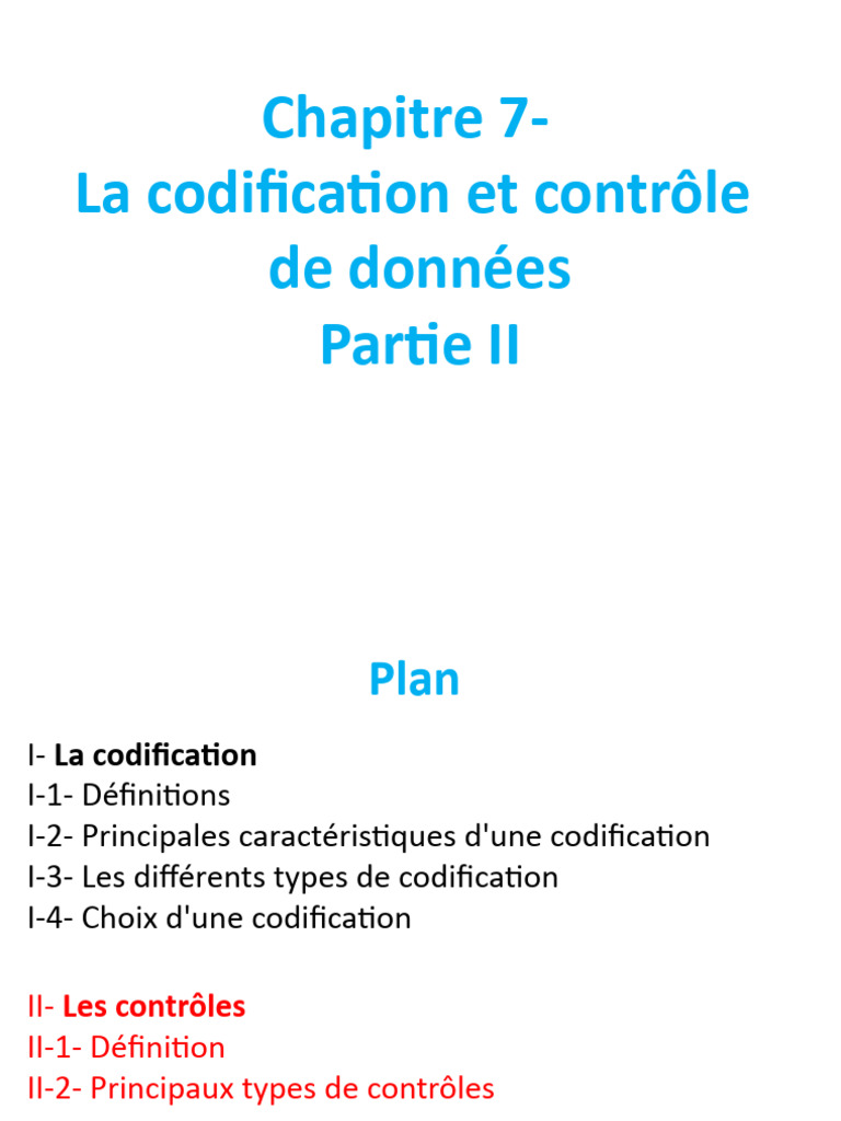 Chapitre 7-La Codification Et Contrôle de Données-PartieII | PDF | Informations | Fichier ...