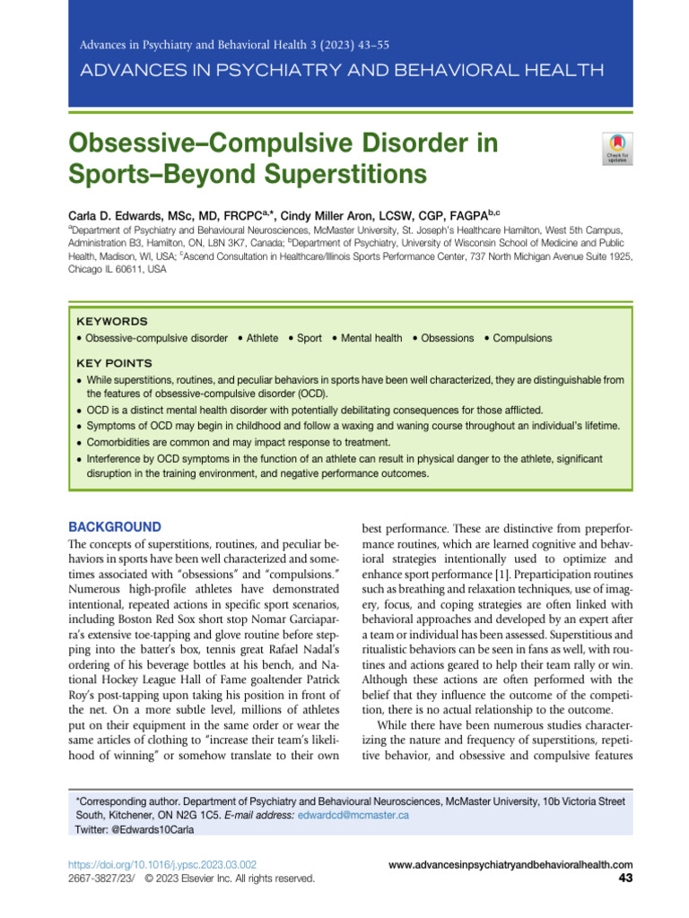 OCD in Athletes: Beyond Superstitions | PDF | Obsessive–Compulsive ...