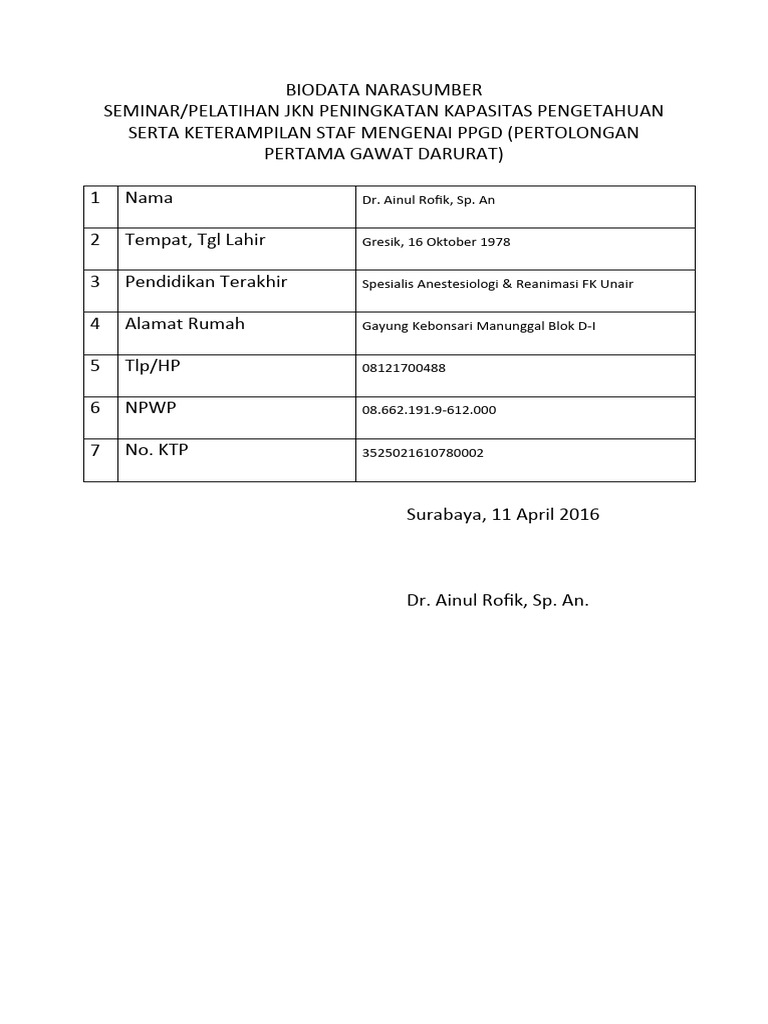 Biodata Narasumber | PDF Biodata Narasumber | PDF