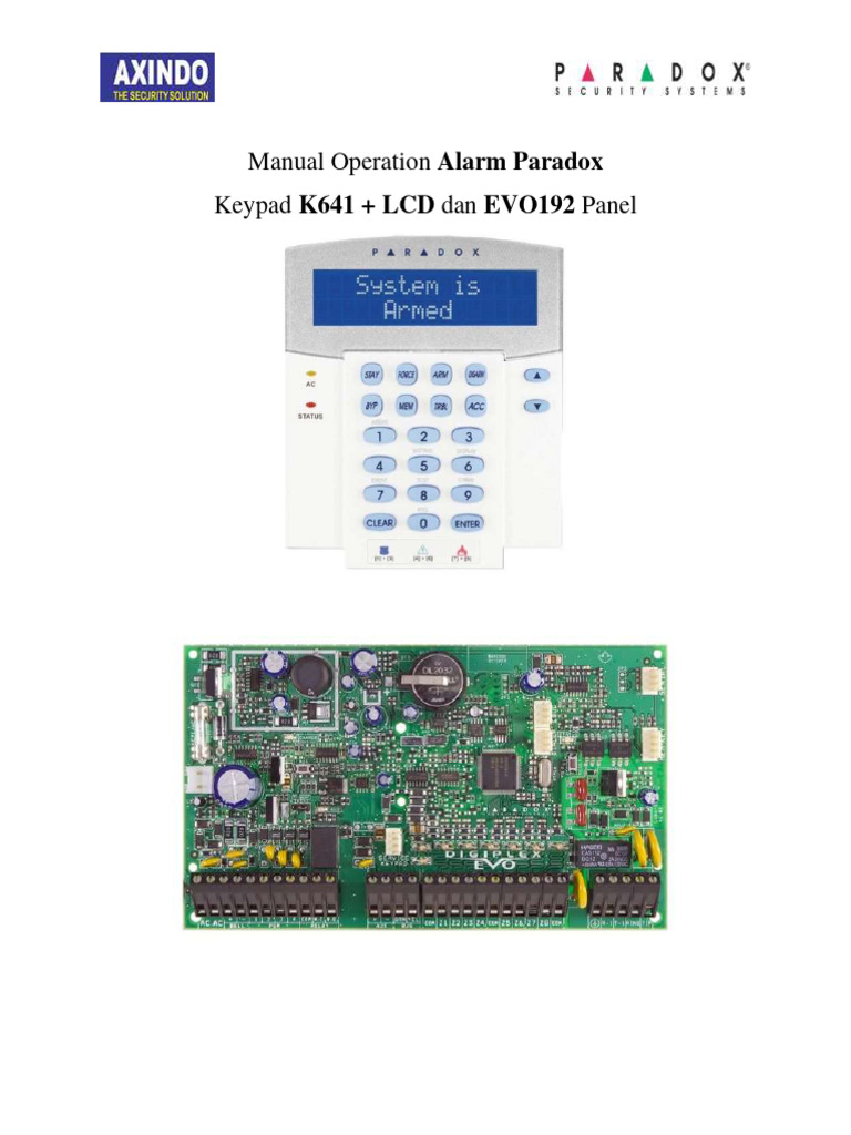 Manual Operation Alarm Paradox Evo 192 (Indonesia) (25 Maret 2020) | PDF