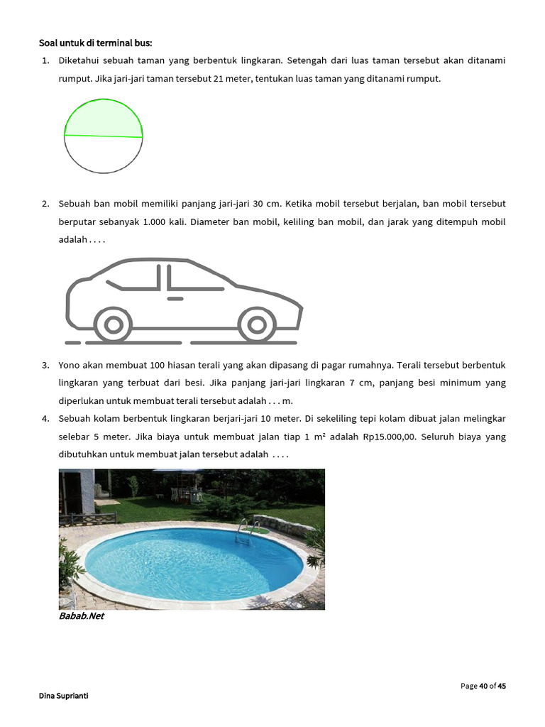 Soal Panjang Busur dan Luas Juring | PDF | Griya & Taman | Seni