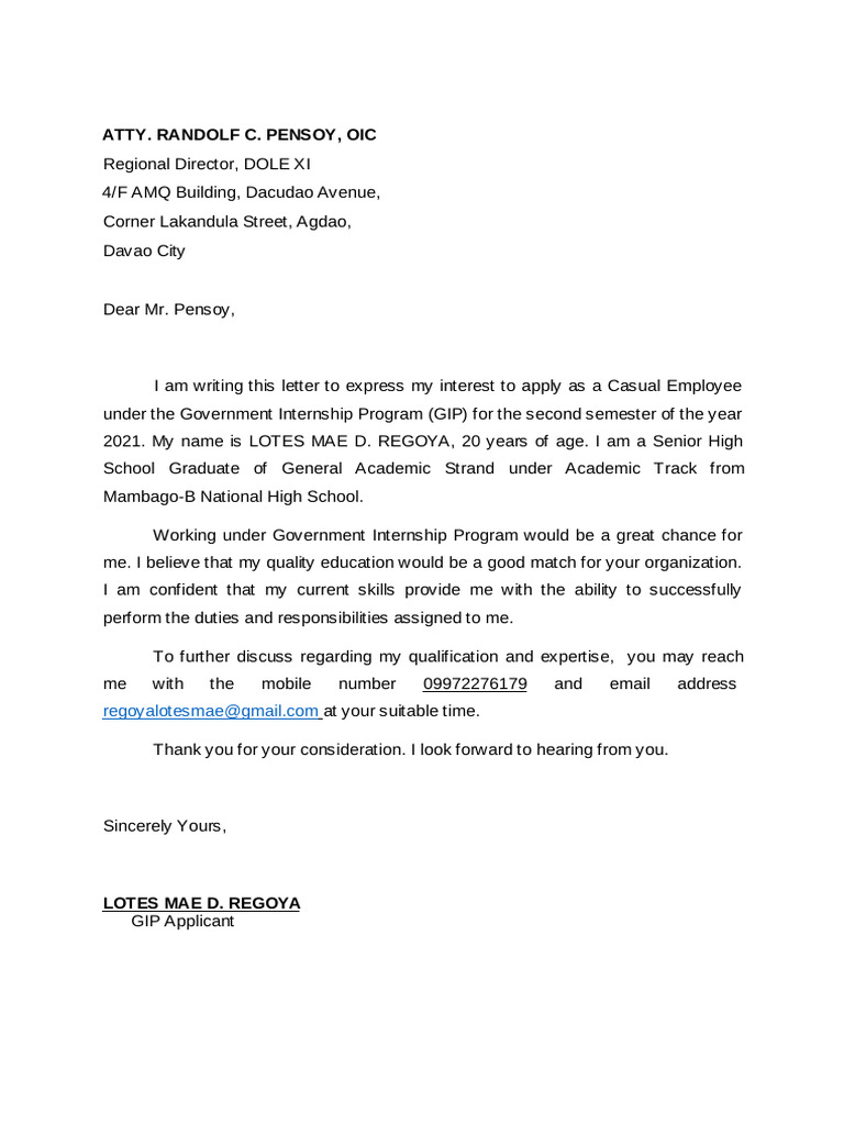 GIP Letter PDF | PDF