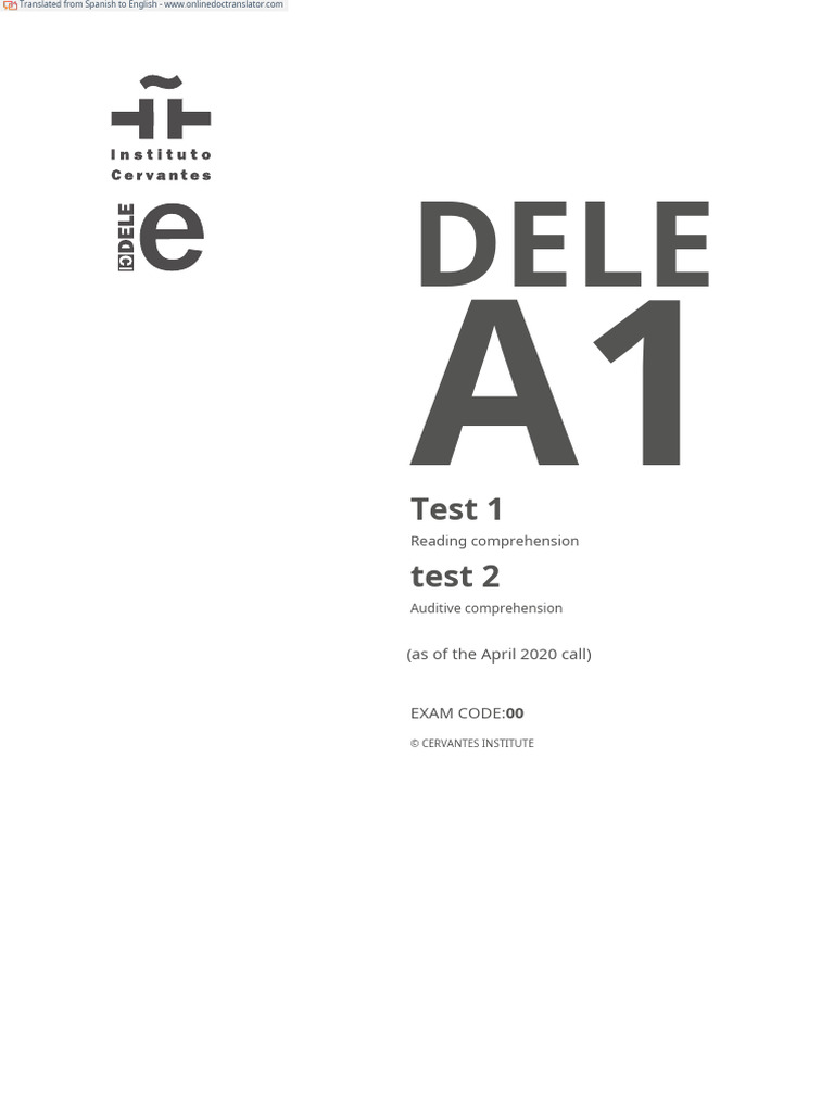 DELE-A1 v2020 Modelo0 0.es - en | PDF