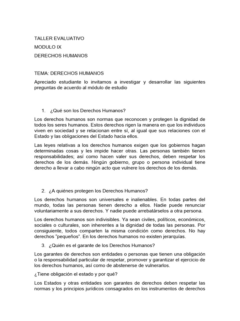 Taller Derechos Humanos | PDF | Derechos humanos | Derechos