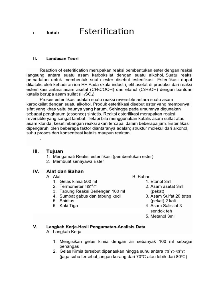 Uji - Esterifikasi - Lab Kimia | PDF