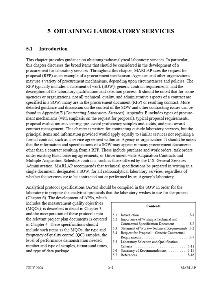 MARLAP Chapter 5 | PDF | Verification And Validation | Request For Proposal