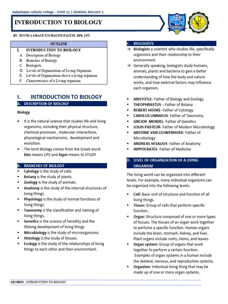 Introduction To Biology | PDF | Zoology | Biology