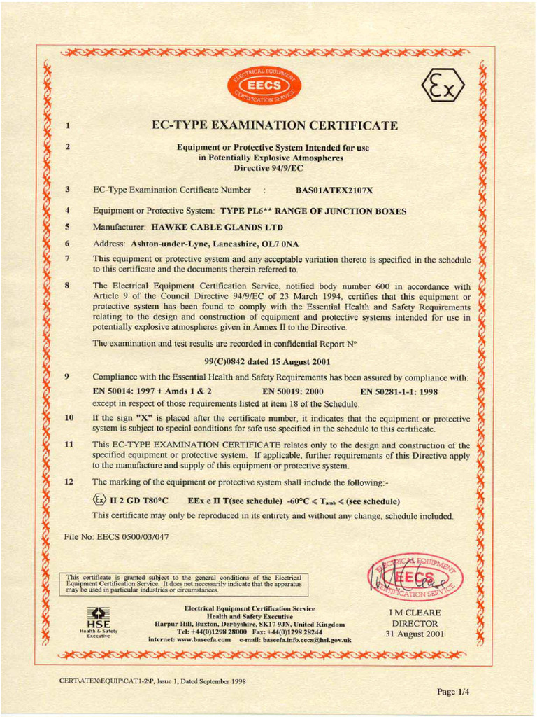 Bas 01 Atex 2107X - 2 | PDF