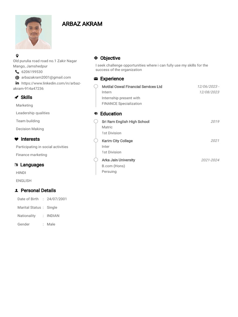 Arbaz Akram CV | PDF