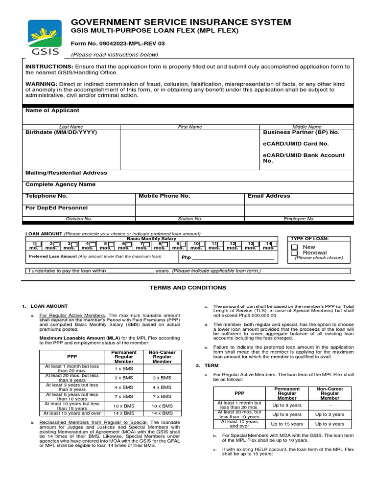 MPL FLEX Application Form2 | PDF | Loans | Interest