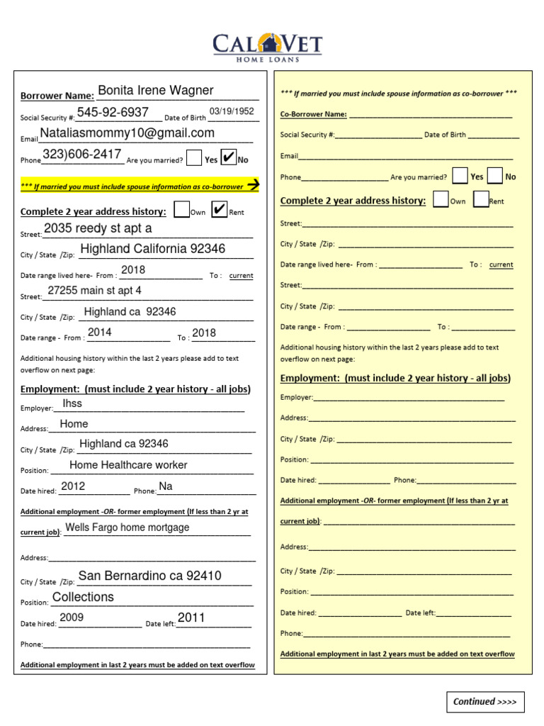 CalVet Pre-Approval Form 8.1-2 | PDF | Loans | Personal Finance