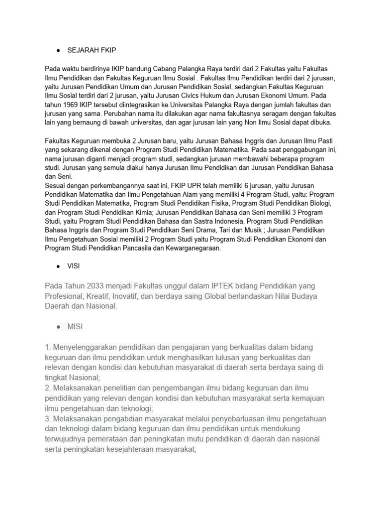 Sejarah Fkip | PDF