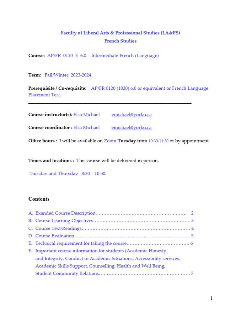 AP FR 0130 Section E 2023-2024 Plan de Cours Final (1) 4 | PDF ...