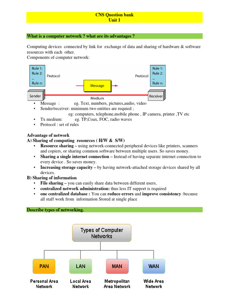 Cns Model Answers Unit 1 Pdf Computer Network Peer To Peer