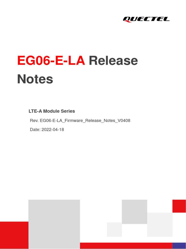 Quectel EG06-E-LA Firmware Release Notes V0408 | PDF | Information And ...