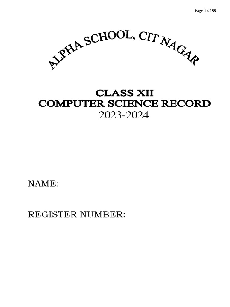 Class 12 Practical Programs | PDF | Comma Separated Values | Sql